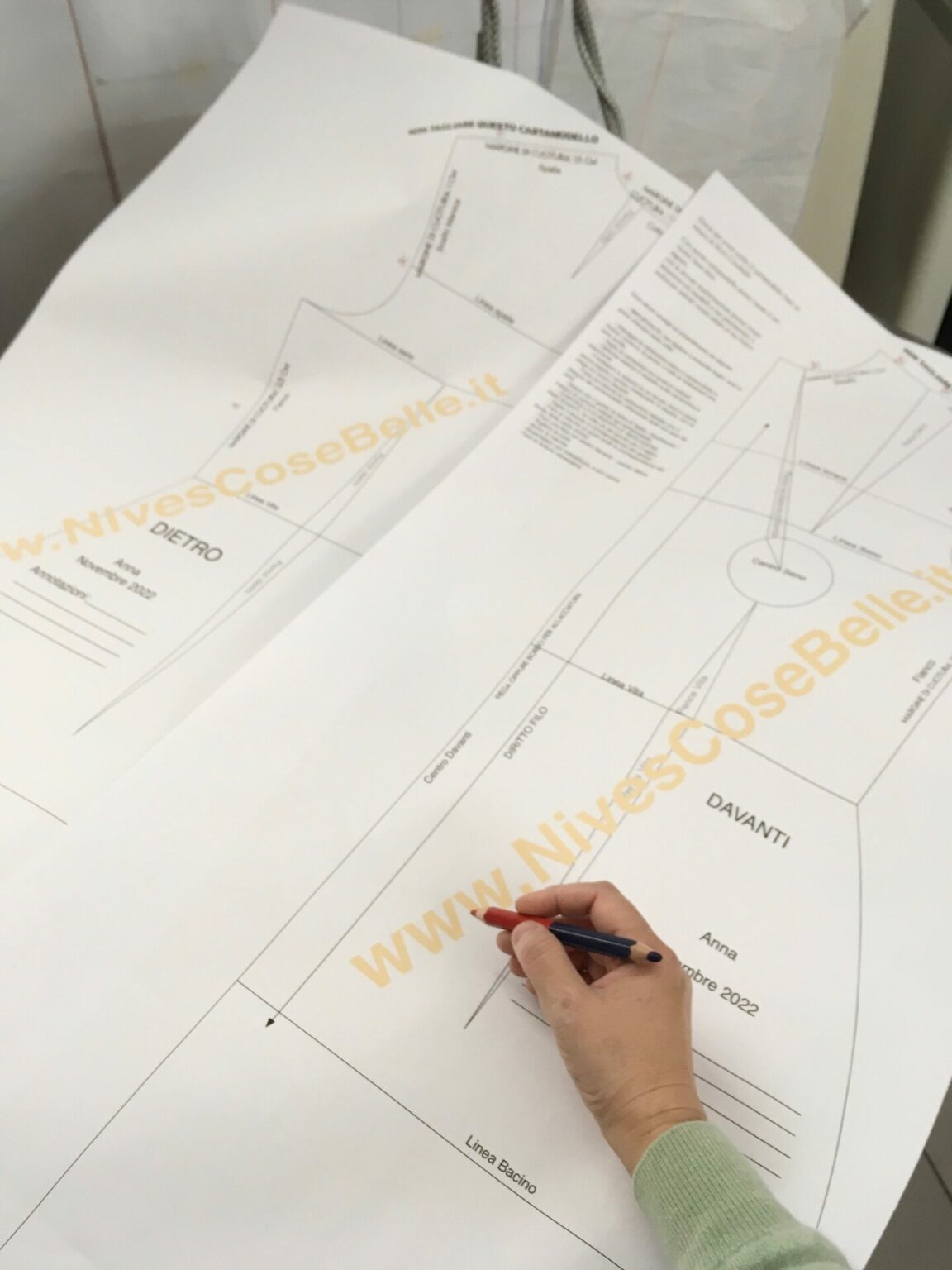 CARTAMODELLO BASE su misura per abito Sartoria Italiana Nives Cosebelle